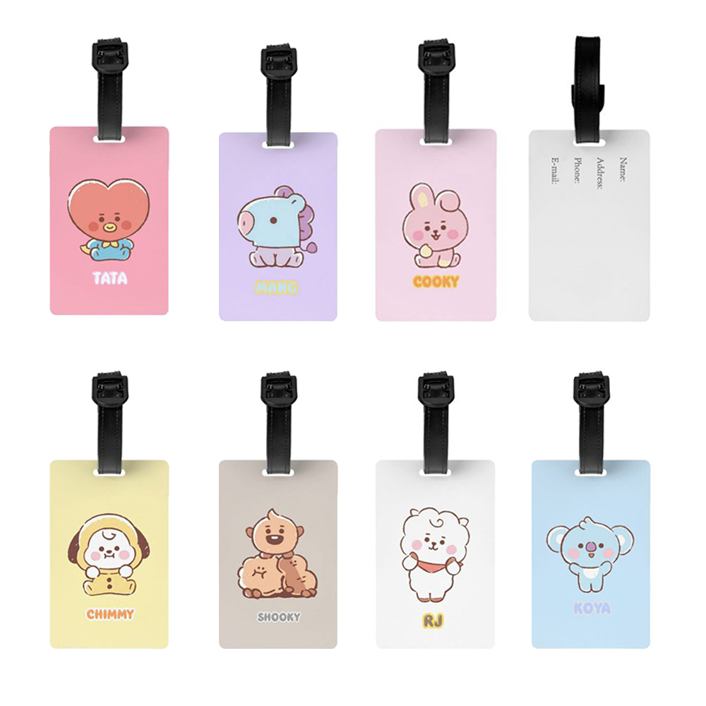 BT21 Soft Plastic Waterproof Luggage Tag BTS Travel Suitcase Bag Name ...