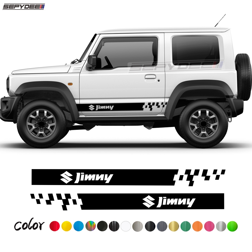 [Ready Stock] 2Pcs For Suzuki Jimny Car Door Side Stickers Checkered ...