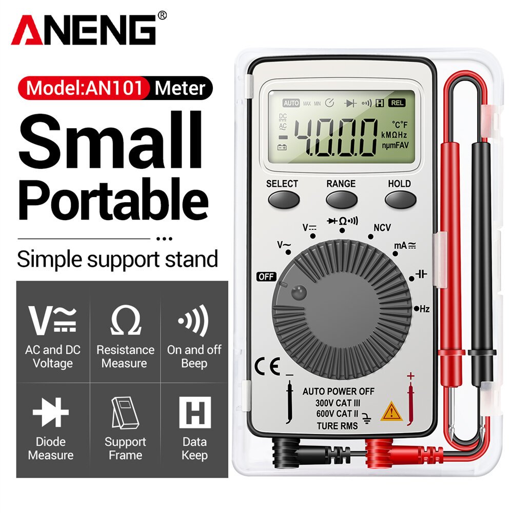 ANENG AN101 LCD Digital Multimeter AC/DC Automatic Portable Voltmeter ...