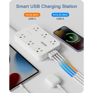 LENCENT 2 Prong Power Strip, 3 to 2 Prong Outlet Adapter, Two Prong ...