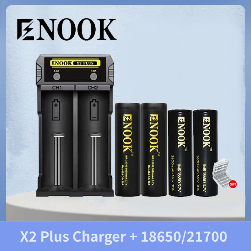 Enook 18650/21700 3.7v Lithium rechargeable Battery with Enook X2 plus ...