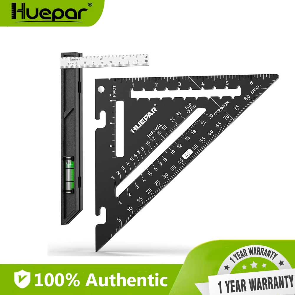 Huepar Carpenter Square Layout Tool, 7 Inch Multifunctional Rafter ...