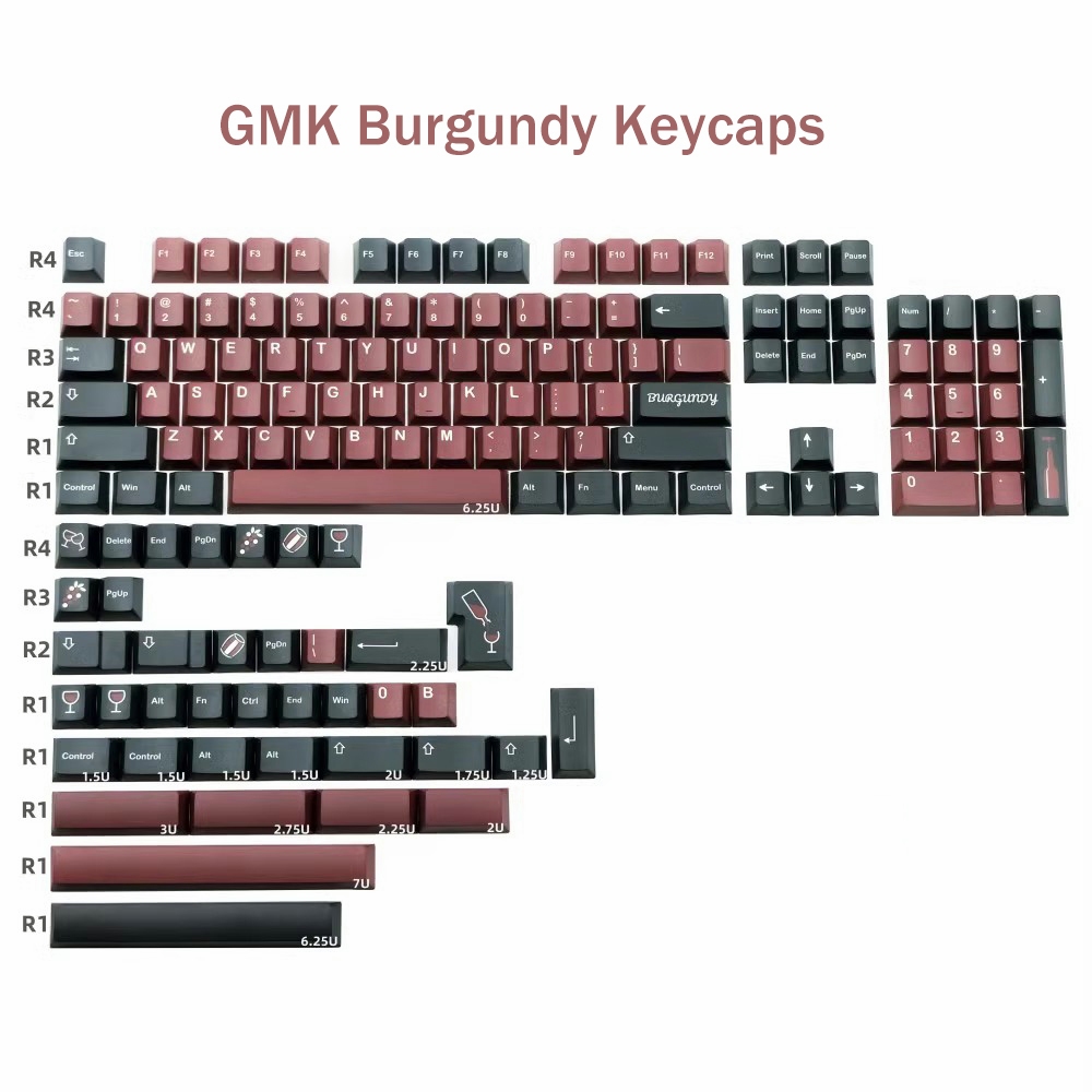 143 Keys GMK Burgundy Keycaps Cherry Profile PBT Dye Sublimation Keycap ...
