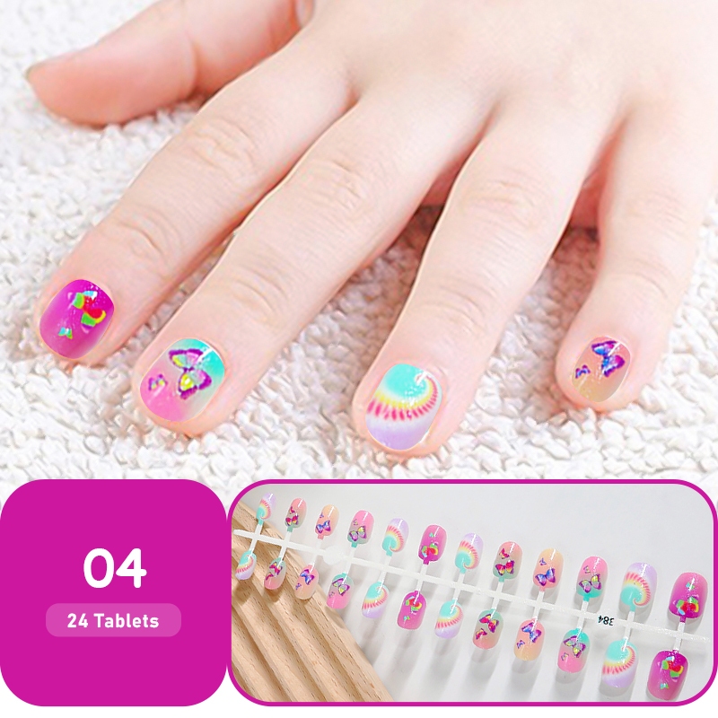 BORN PRETTY Kids Cartoon Press On Nails Tips Wearing Fake Nail Strips ...