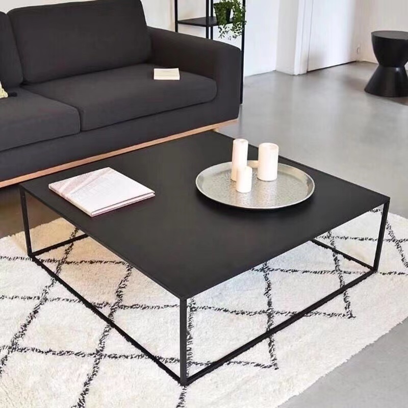 Nordic Black Coffee Table Iron Low Table Sofa Simple Square Small ...
