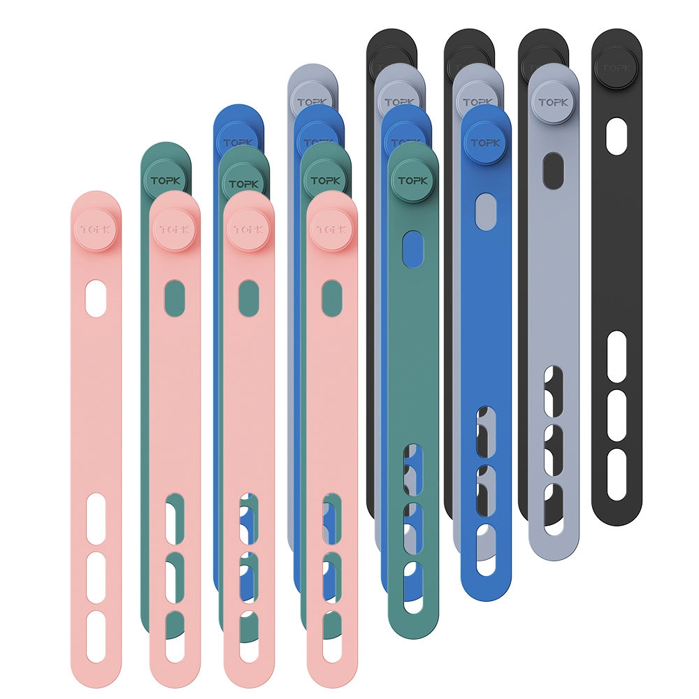 TOPK J20 Cable Organizer Silicone Wire Reusable Cable Ties Wire ...