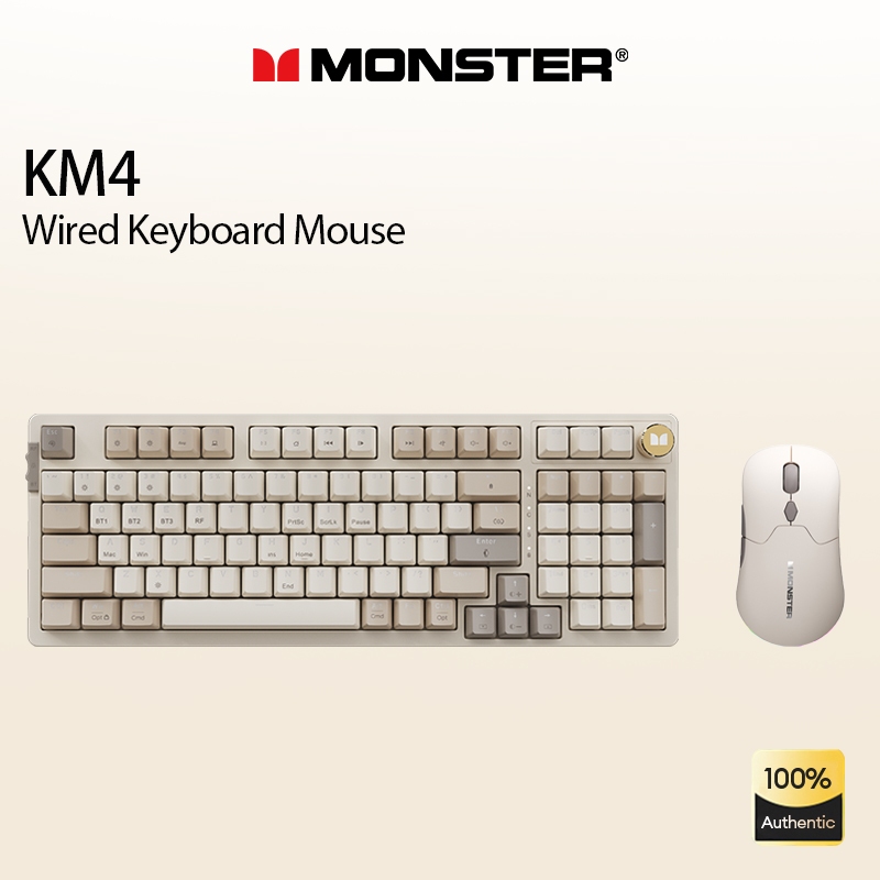 Monster Km4 Bluetooth Wired Mouse Low Latency Rgb Light Effect Non Slip Roller 2 4g Shopee