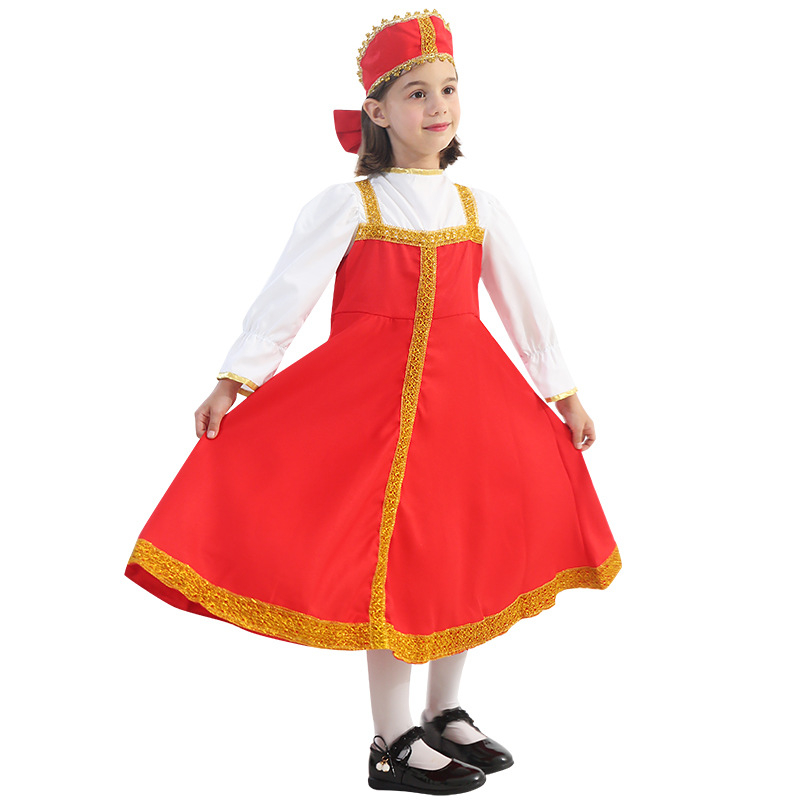 Russian Dance Girl Costume Red Sarafan Folk Fancy Dress Kids Russian ...