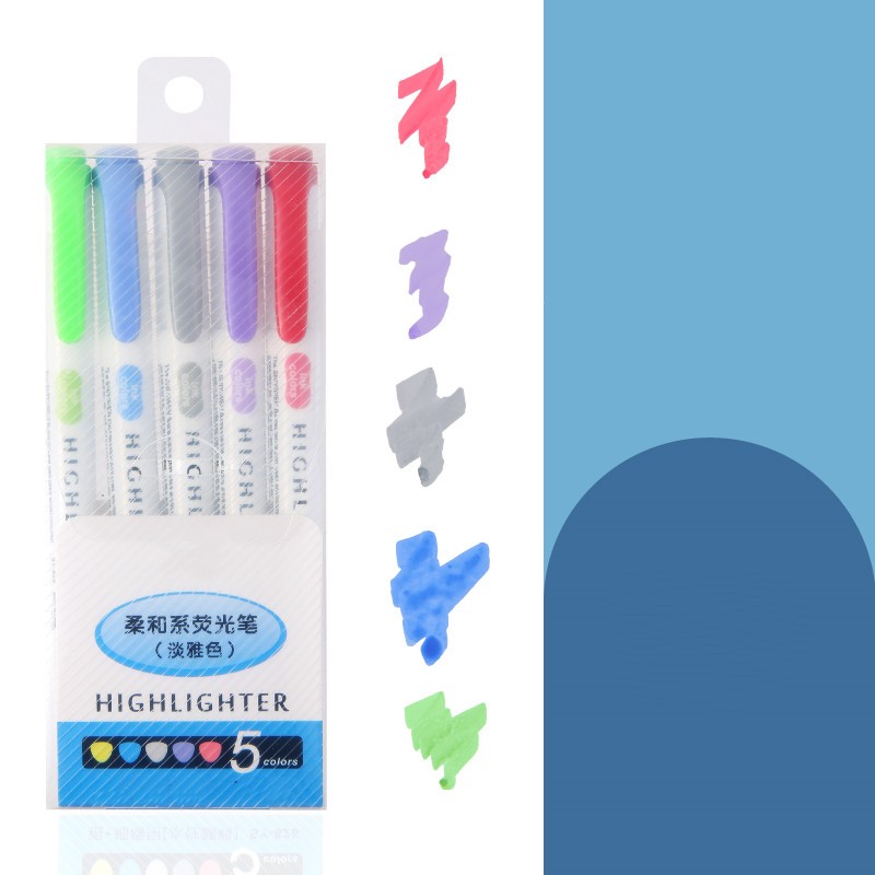5Pcs/set double-headed light color highlighter soft candy color set ...