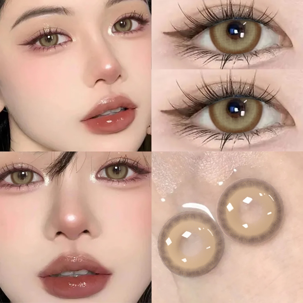【graded Lens】UYAAI 2PCS\pair Color Contact Lenses Aoki Brown Lenses ...
