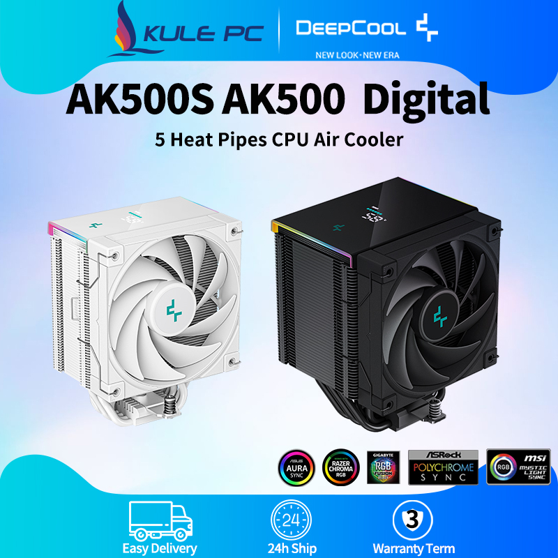 Deepcool AK500S Digital AK500 CPU Cooler White 5 Heat Pipes 120mm FDB ...