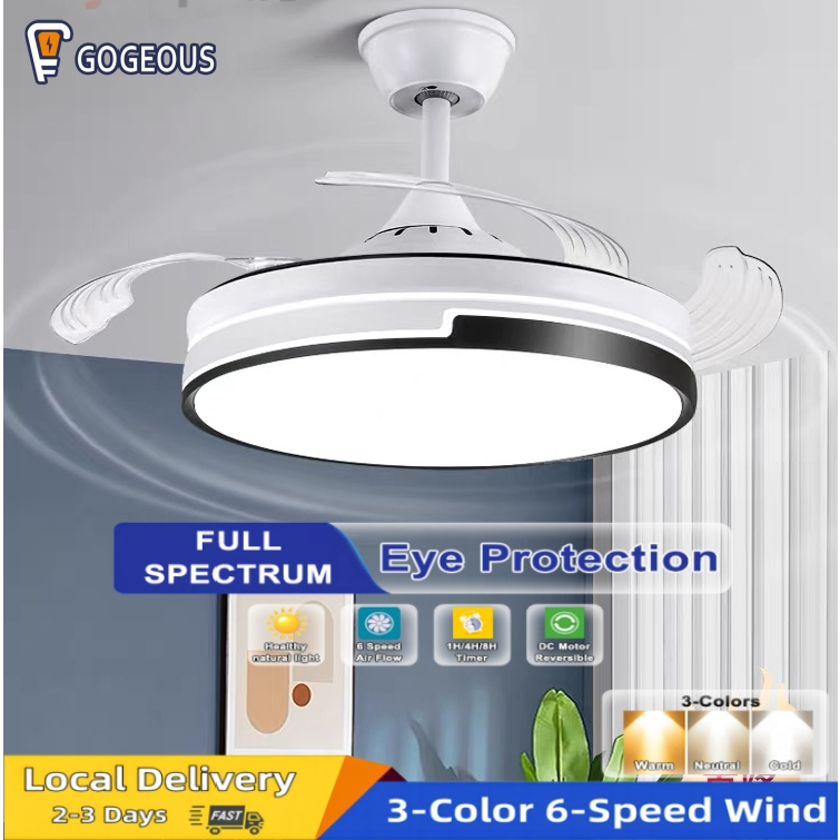 GOGEOUS Ceilings Fan with lights 42'' Invisible Ceiling Fan With Light ...