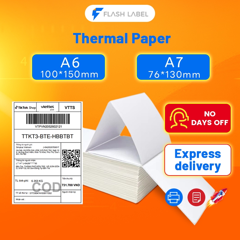 Flashlabel Wholesale Fan-Fold Thermal Paper A6 Shopee WAYBILL STICKER ...