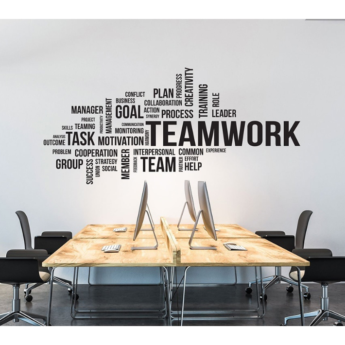 Teamwork Word Cloud Office Cultural Wall Decal Vinyl Sticker Decoration ...