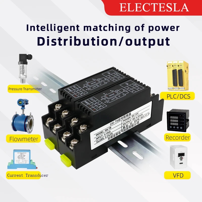 DC voltage transmitter signal isolator current conversion module 4-20ma 0-75mv 1 in 1 out signal ...