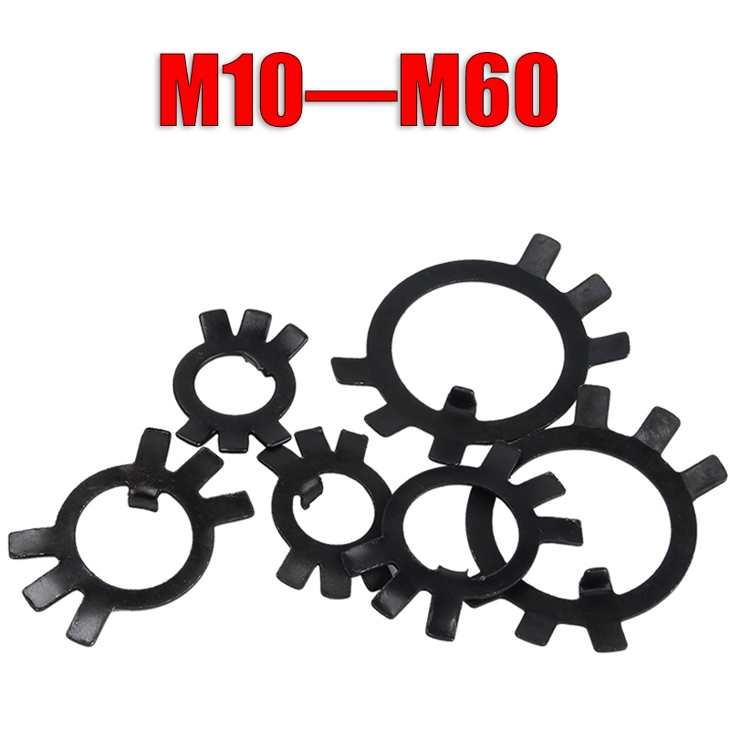 Carbon Steel Round Nut with Locking Washer Locking Washer Iron Black ...