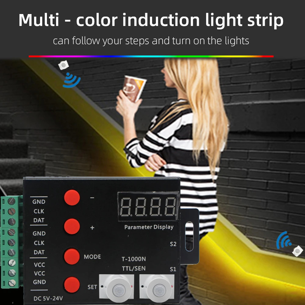 LED motion sensor light strip Stair streamline light under cabinet ...