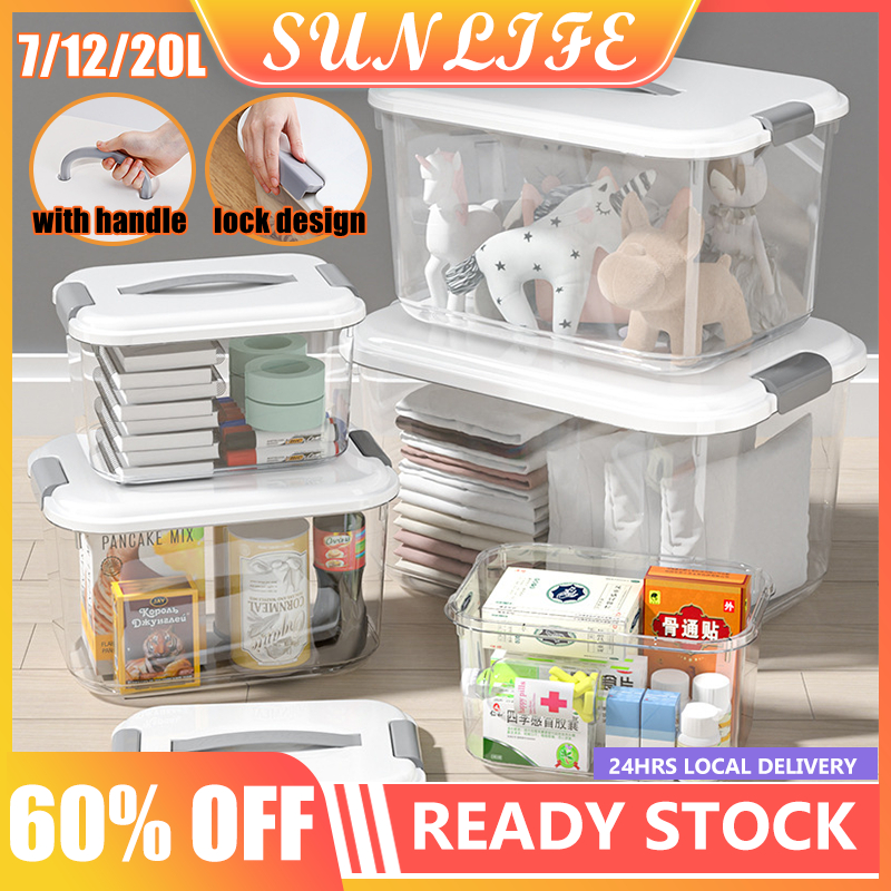 Sunlife Transparent Sundries Clothes Toys Storage Box Home Stackable ...