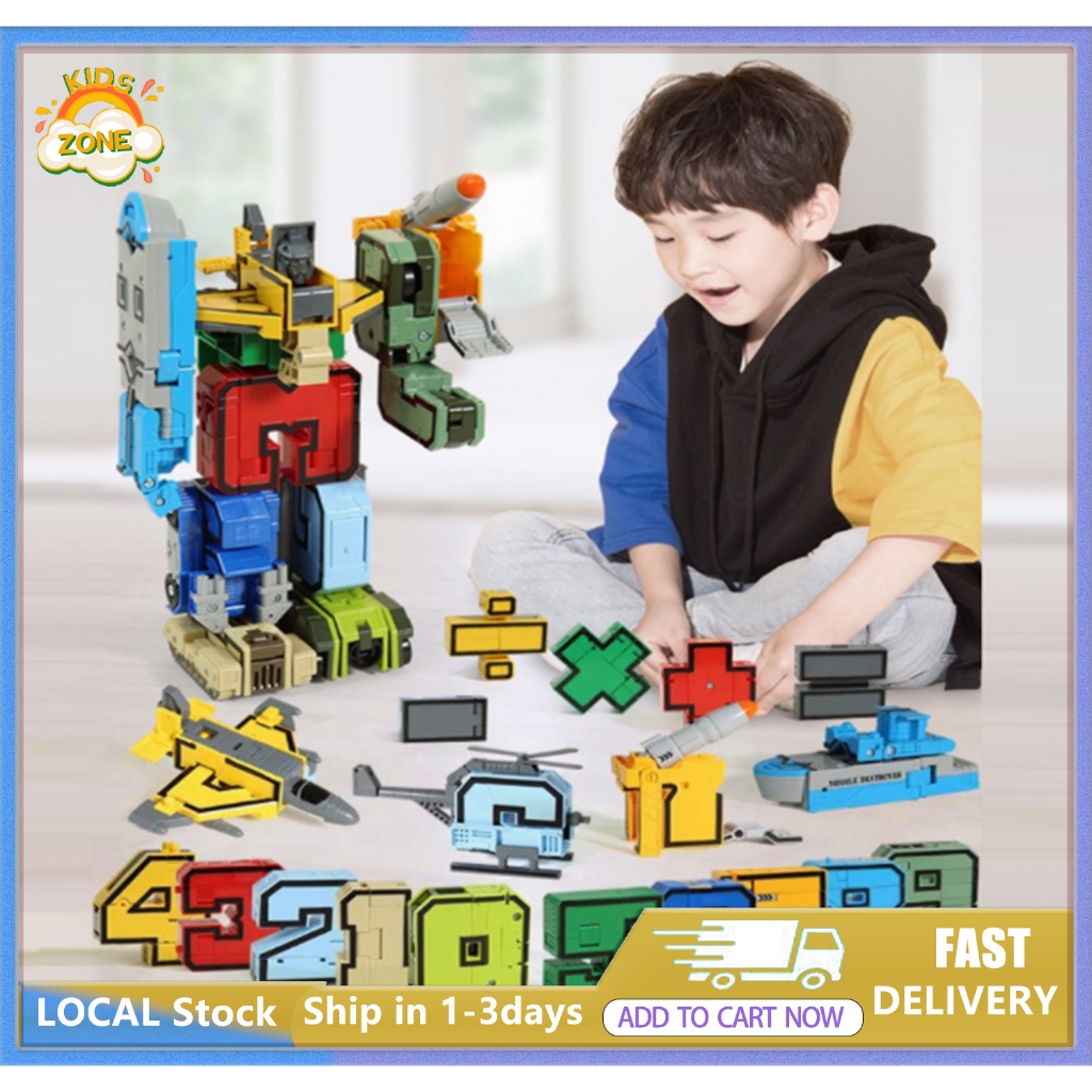 KIDS ZONE Numbers Deformation Robot 0-15 Digital Toys Assemble Building ...