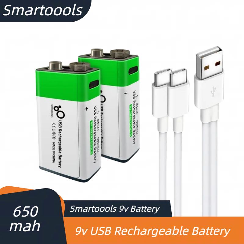 Smarttools 9V 650mAh 1200 times lithium-ion rechargeable battery 9V USB ...