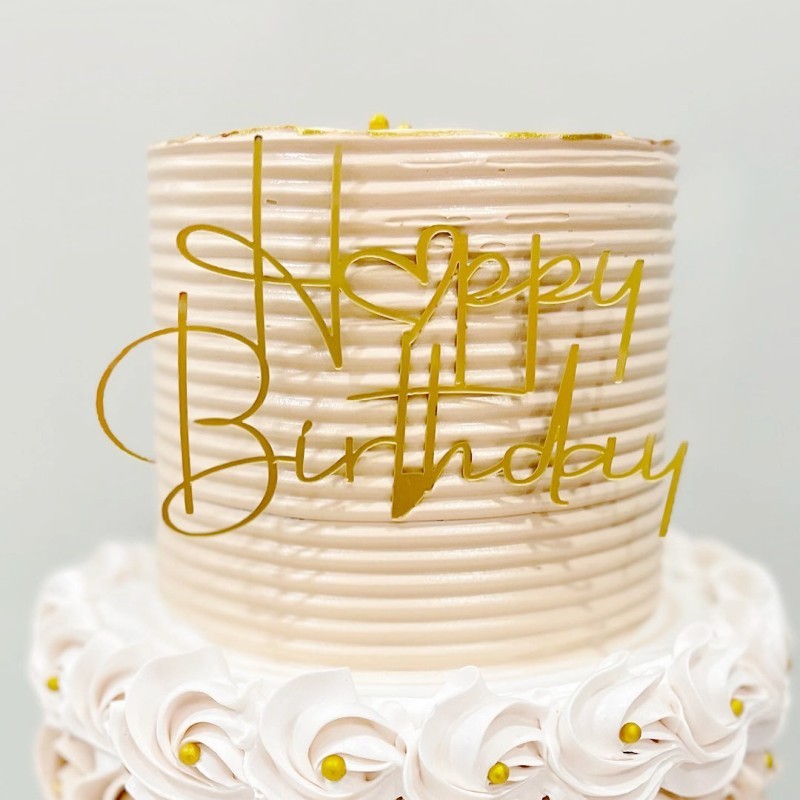 Acrylic Happy Birthday Cake Topper, Cursive Font Happy Birthday Sign ...