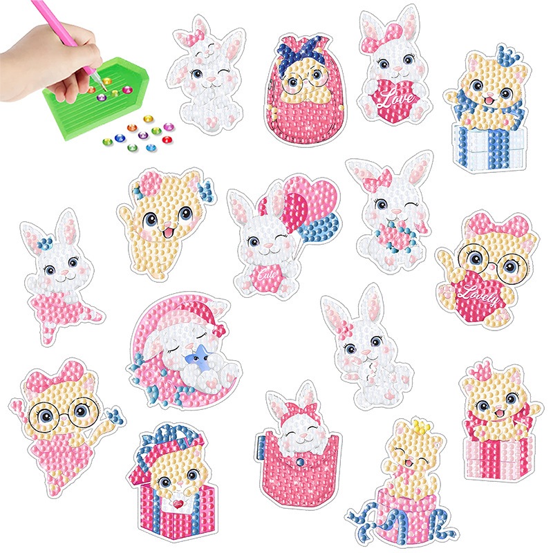Children's Handmade Crystal Brilliant Diamond Stickers Cartoon Animals ...