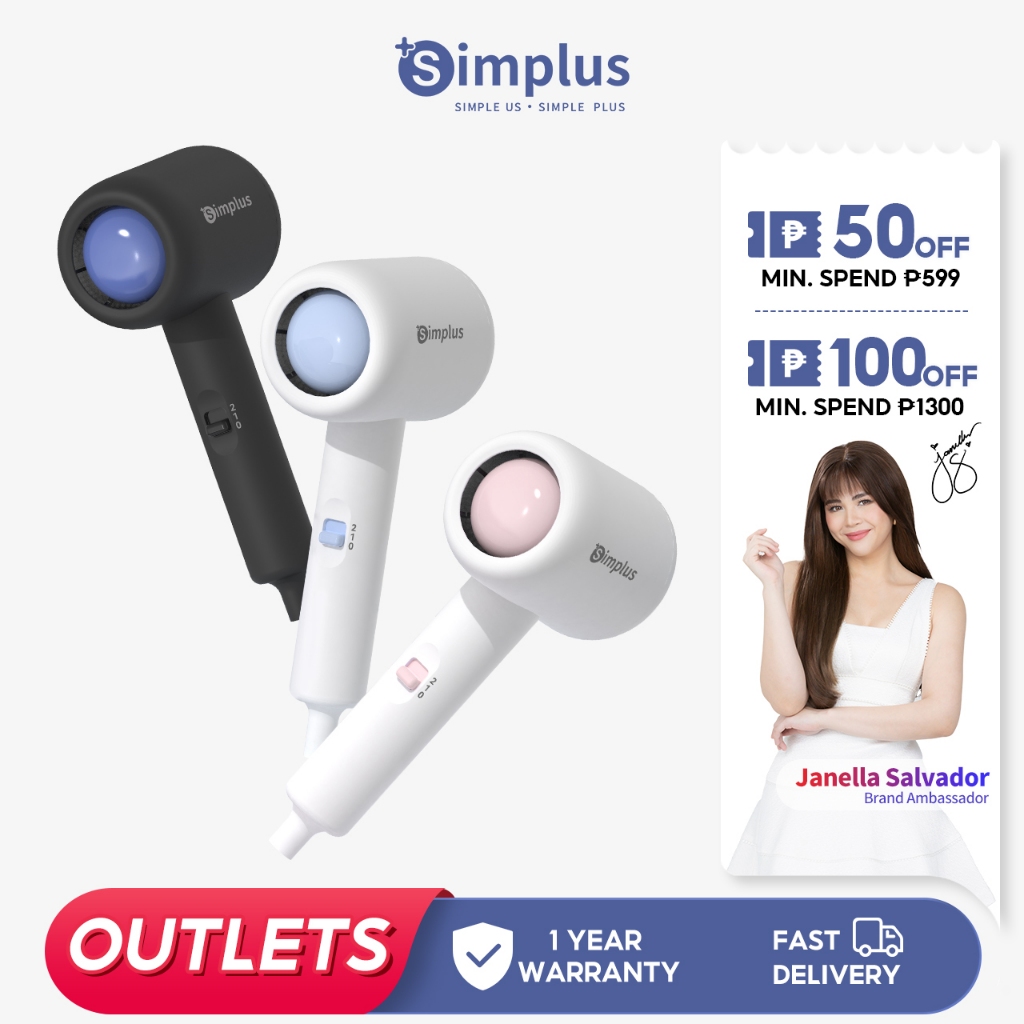 Simplus Hair Dryer Travel Hair Dryer Fast Dry 1000W Compact Lightweight ...