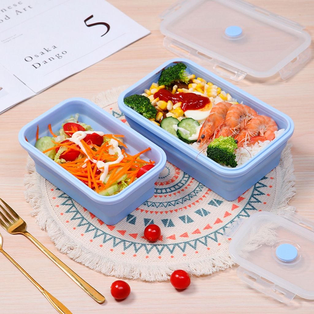 Foldable Silicone Lunch Box Lunch Box Various Sizes Outdoor Portable ...