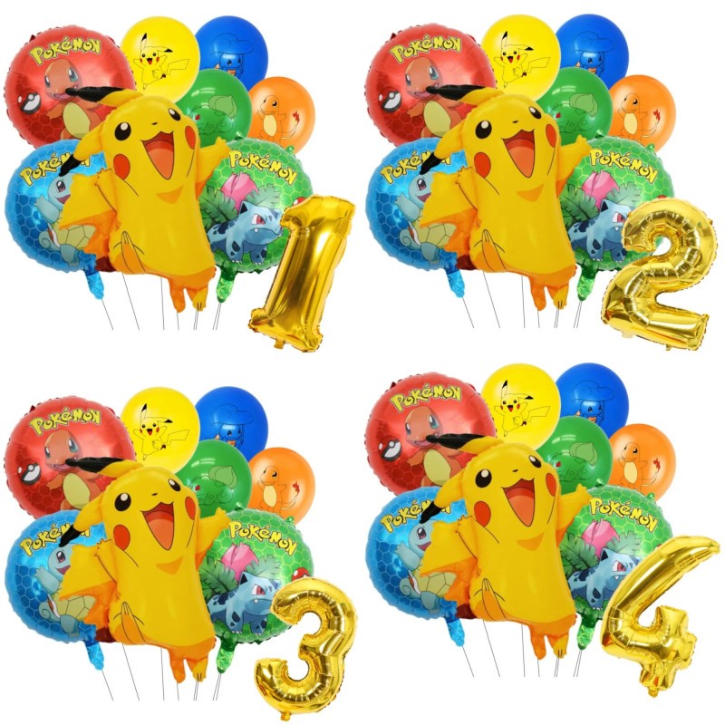 9pcs Pokemon Balloon 32 Inch Number Foil Balloons 1st-9st Kids Pikachu ...