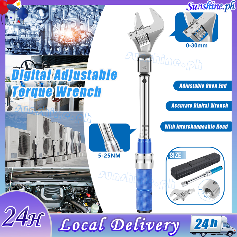 Digital Adjustable Torque Wrench 5-25 NM 30mm Steel Open End Torque ...