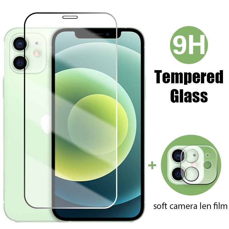 2 In 1 HD Clear Camera Lens Tempered Glass Screen Protector for iPhone ...