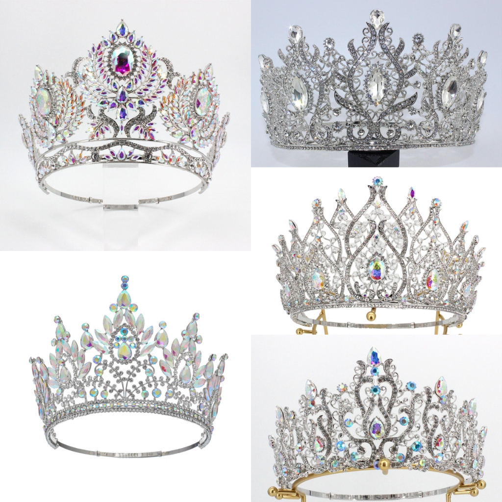Women High-End Full Crown Big Crown Large Round Lightweight Wedding ...