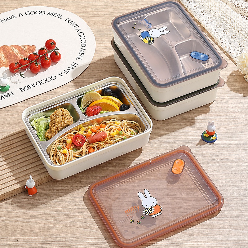 Miffy 304 Compartments Stainless Steel Bento Box Heating Lunch Box Leak-Proof 1200ML | Shopee ...