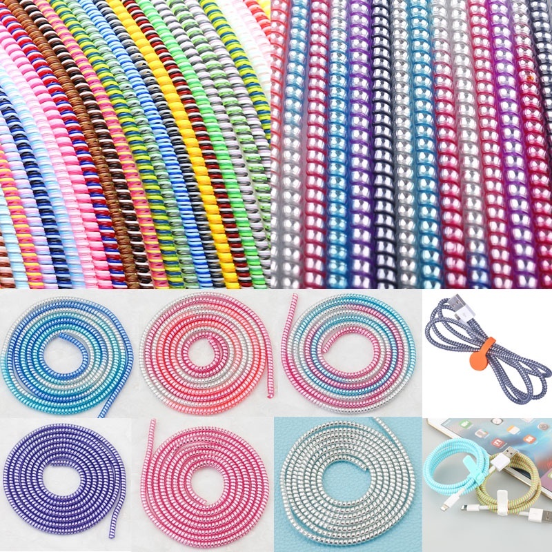1.4M Charging Cable Protector/3 Colors in 1 Spiral Cord Protector ...