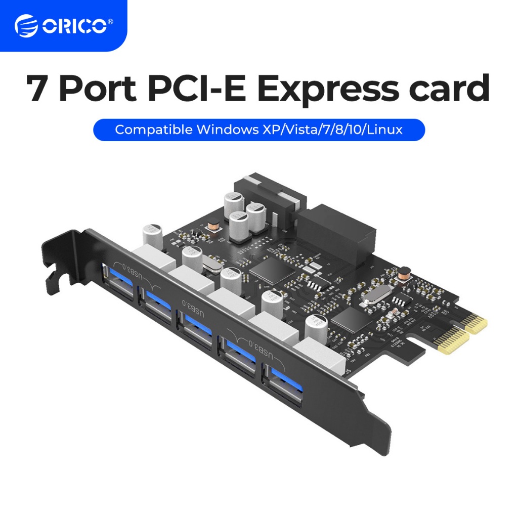 ORICO SuperSpeed USB 3.0 7 Port PCI-E Express card with a 15pin SATA Power Connector PCIE Adapt ...