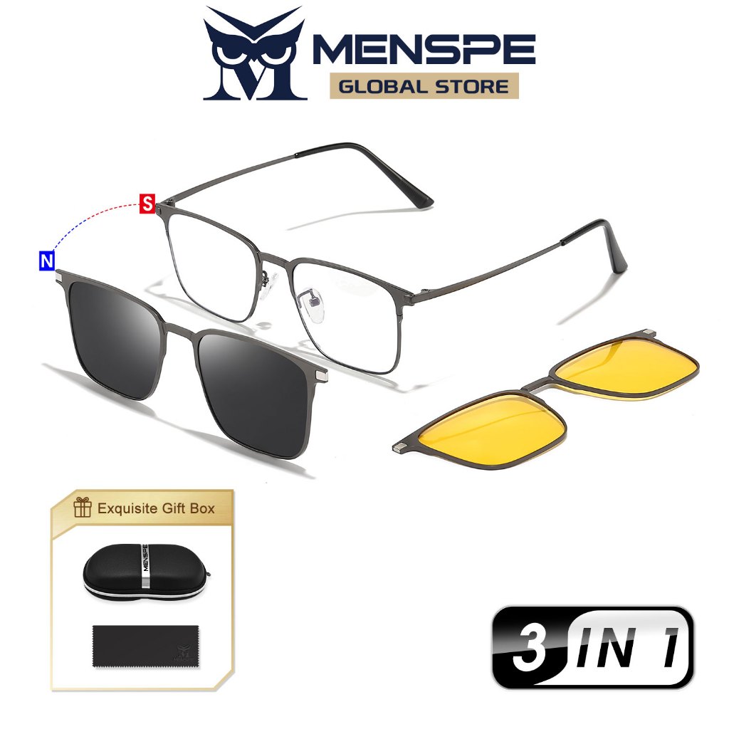 MENSPE 3 In 1 Sunglasses Men Polarized Sunglasses Magnetic Sun Glasses ...