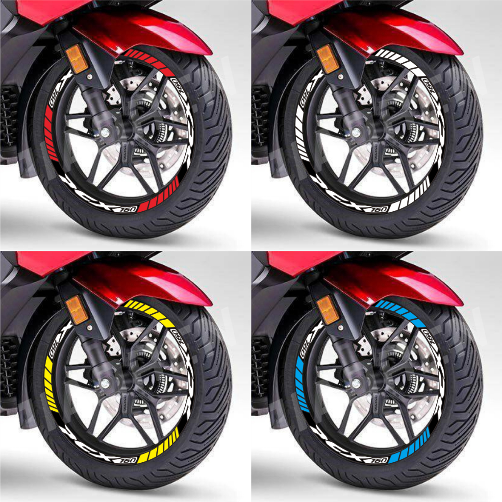 Honda pcx 160 150 motorcycle stickers 13/14 inch rim decal set front ...