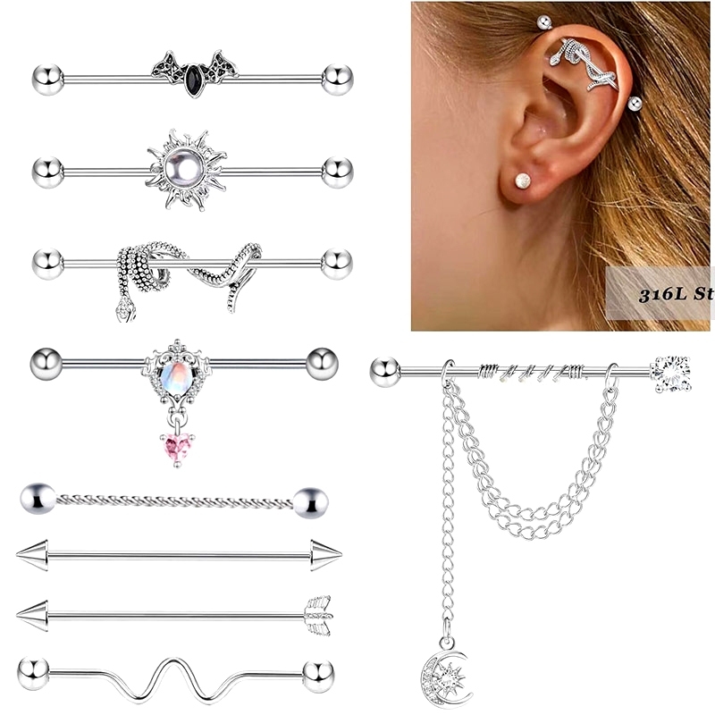 Peach Heart Long Rod Industrial Long Ear Bone Nail Human Piercing ...