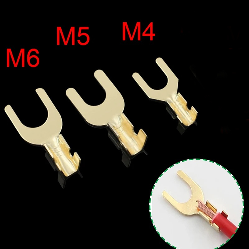 50/80/120/200 Pcs Box M3 M4 M5 M6 Brass Fork Spade U-Type Non-Insulated ...