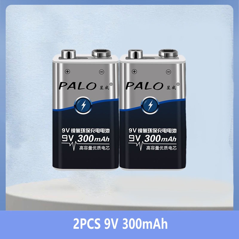 PALO 9V NI-MH Rechargeable Battery 6F22 300mAh 9V Batteries 9 voltage ...