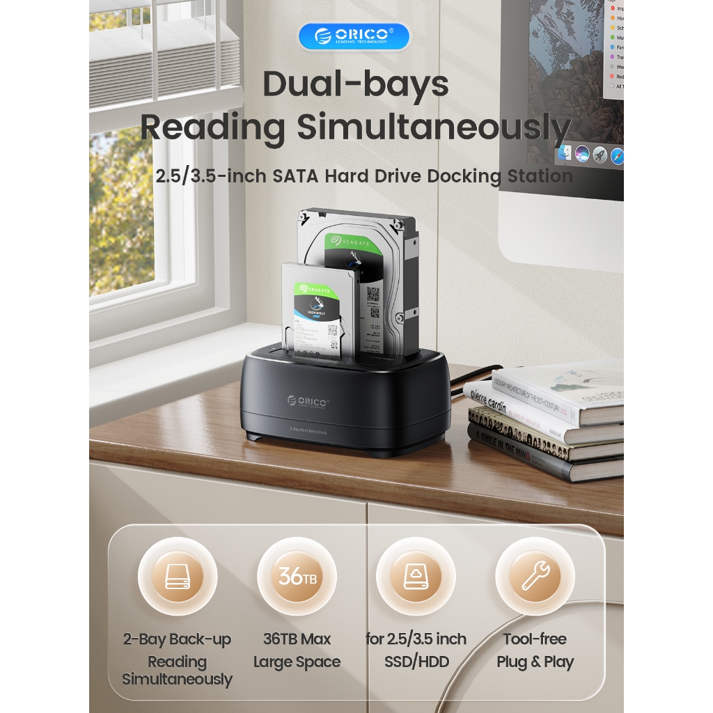 ORICO Dual Bay HDD Docking Station SATA to USB Offline Clone Adapter ...