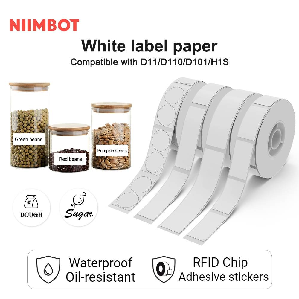 NIIMBOT D11/D110/D101 White Thermal Label 8-15mm Name Sticker ...
