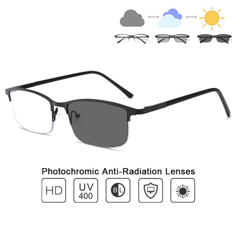 Photochromic Anti Radiation Glasses For Men Square Anti Blue Light ...