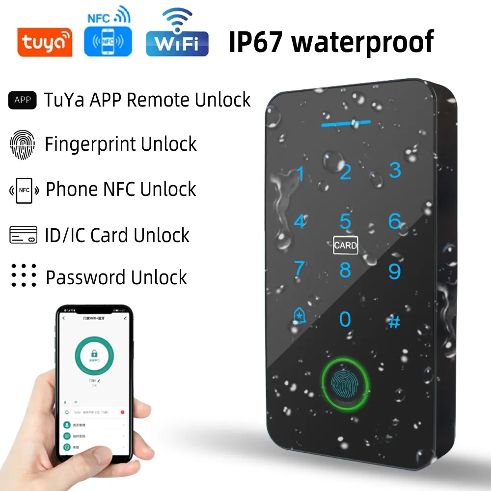 Tuya Smart APP Access Control Machine Mobile Phone Remote Unlock NFC Fingerprint Password RFID ...