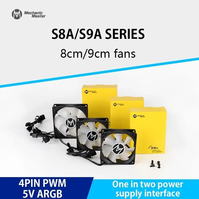Mechanic Master Computer Case Fan PWM 4 Pin 5v Black and White S8A/S9A ...