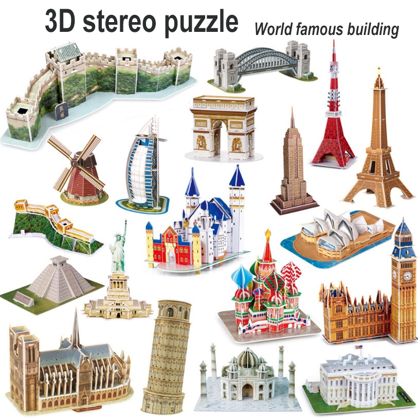 3D Puzzle World Attractions Build paper models of various tourist ...