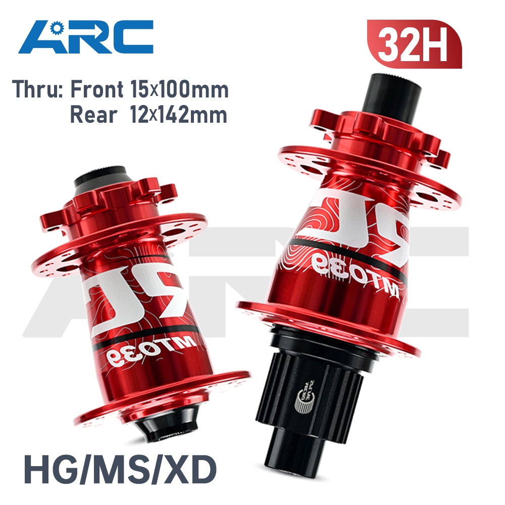 ARC MT039F/R MTB Hubs 32 Holes Red & Black Bucket Shaped High Quality ...