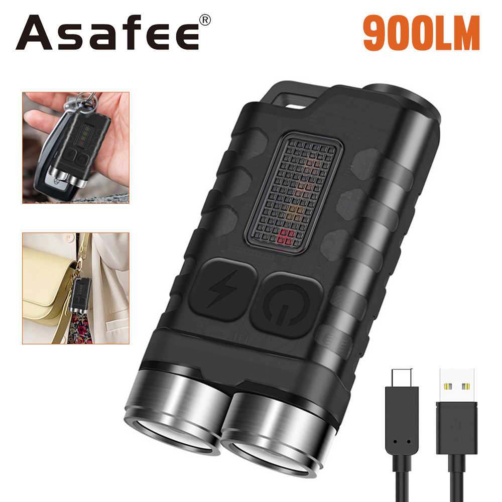 Asafee V3 EDC Keychain LED 900LM mini double-headed Rechargeable ...
