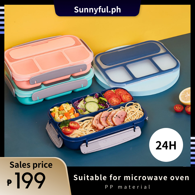 Lunch Box 1300ML 4 Compartments BPA Free Bento Box Sealed Leak-proof ...