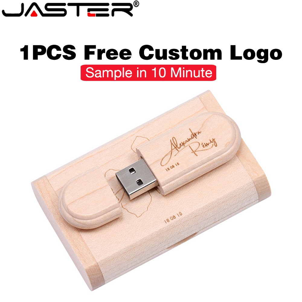JASTER 1PCS Free Custom Logo USB 2.0 Flash Drive 128GB Wooden with Box ...